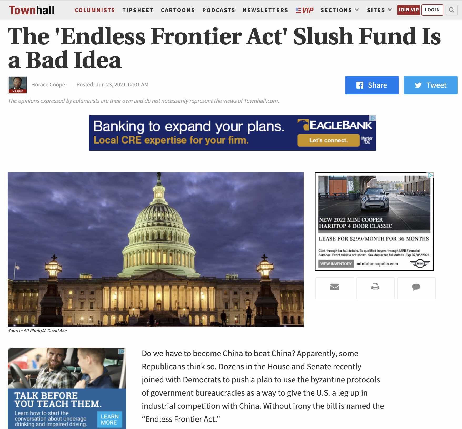 “Endless Frontier Act” is Endless Spending - The National Center